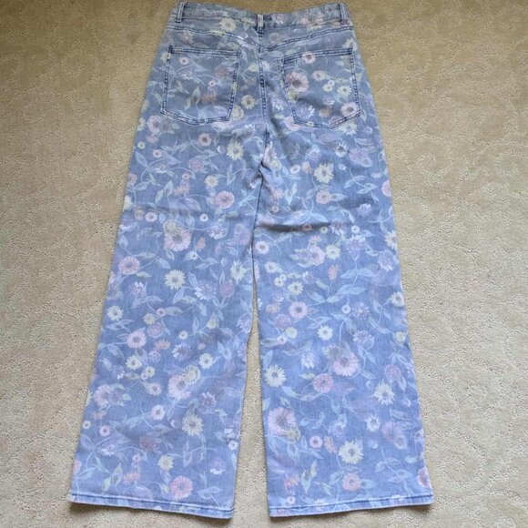 easel | Jeans | Easel Washed Denim Floral Print Pants | Poshmark